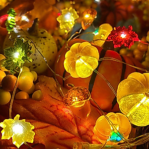 TURNMEON Thanksgiving Decor 30LED/10Ft 3D Pumpkin Lights Thanksgiving Decorations, 3 in 1 Battery Powered Fall Lights Pumpkin Decor, Fall Garland Lights Indoor Outdoor Fall Decor Autumn Halloween Home