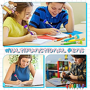 Maitys Mop Head Pens Screen Cleaner Ballpoint 3 in 1 Stylus Pens Duster Creative Fun Topper Pens Mop Head Marker Gel Ink Rollerball Pen for Kids and Adults, 10 Colors (20 Pieces)