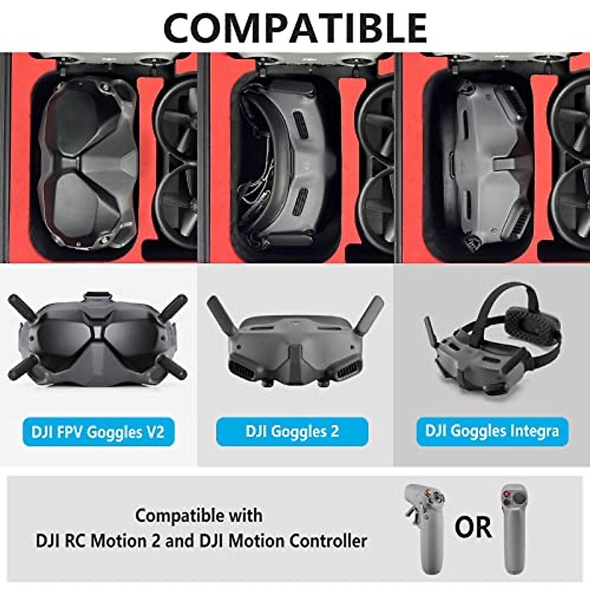 FPVtosky Hard Case for DJI Avata (DJI Goggles V2 / Goggles 2 / Goggles Integra), Waterproof Carrying Case for Avata, DJI Avata Accessories Case for DJI Motion/RC Motion 2 / FPV Remote Controller 2