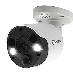 Swann Home Security Camera, POE Cat5e NVR 4K HD Video, Indoor or Outdoor Wired Surveillance CCTV, Color Night Vision, Heat Motion Detection, LED Lights, Metal Housing, Face Recognition, 2-Way Talk