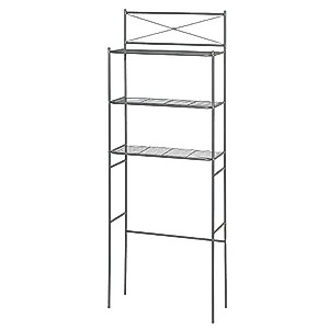 Zenna Home Over the Toilet Storage, Metal Bathroom Spacesaver with 3 Shelves, Cross-Style Storage Cabinet, Easy Assembly, Satin Nickel , 23.25 x 64.7"
