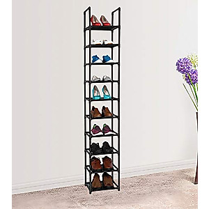 FIDUCIAL HOME 10 Tiers Shoe Rack Space Saving Vertical Single Pairs Sturdy Shoe Shelf Storage Organizer