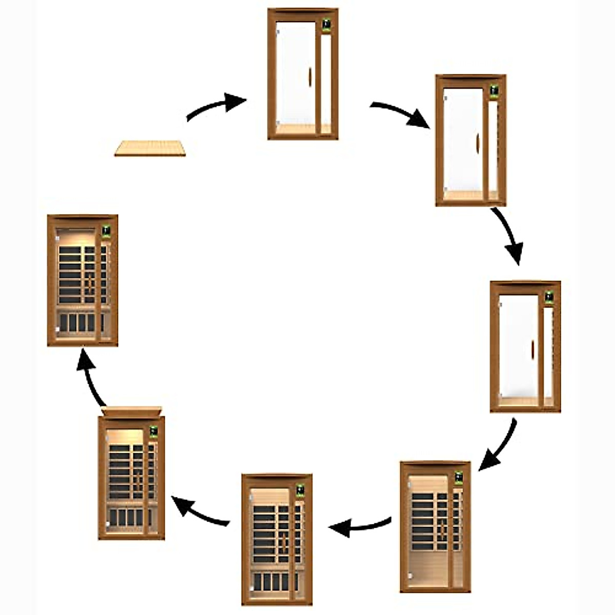 Dynamic Barcelona 1 to 2 Person Hemlock Wood Low EMF FAR Infrared Sauna For Home with LED Control Panel and Tempered Glass Door - Curbside Delivery