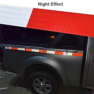 SOCOMAN Reflective Tape, Outdoor Waterproof Conspicuity Safety Caution Warning Self-Adhesive Tape Trailer Reflector for Cars, Trucks, Trailers, Boats, Road Signs, 2" × 12"(Red/White) (20 Pcs)