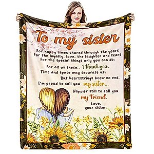 Gifts for Sister Throw Blanket Cozy & Soft Throw Blankets Sister Birthday Gifts from Sister Christmas Personalized Throw Blanket to My Sister Flannel Blankets 50" X 60"