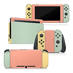 Tacky Design Color Blocking Skin Compatible with Nintendo Switch Skin Wrap Cover, Green Colorwave Skin for Nintendo Switch Stickers, Premium Vinyl 3M Full Wrap Decal.
