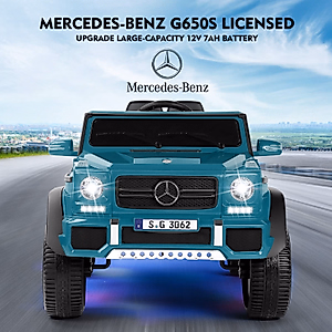 JOYLDIAS Kids Ride On Cars, Licensed Mercedes-Benz Maybach G650S, 12V7A Battery Powered Toy Electric Car for Kids w/2.4G Remote Control, 2 Motors, 3 Speeds, Music, Horn, LED Lights, Peacock Blue