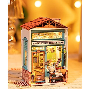 Rolife DIY Miniature Dollhouse Kit Room Making Kit Craft Kits for Adults Gifts for Girls Boys Women Men (Free Time Bookshop)