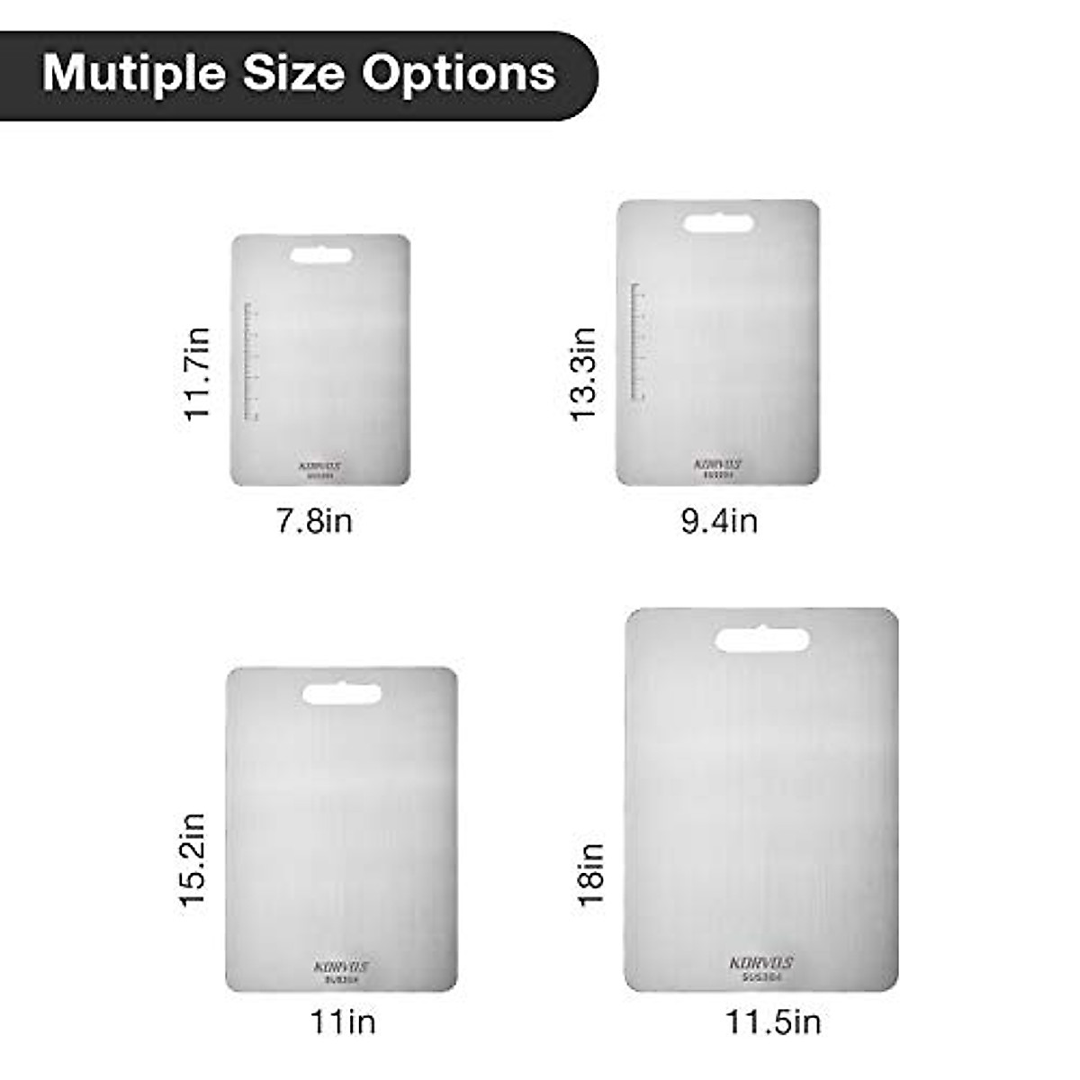 KORVOS Stainless Steel Cutting Boards for Kitchen, Heavy Duty Chopping Board, Butcher Block Board for Meat, Cheese, Vegetable