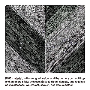 uxcell Peel and Stick Floor Wall Tiles Sticker, 10Pcs 12"x12" Self-Adhesive Wood Grain Floor Stickers Matte Frosted Flooring Tiles for Kitchen Bathroom and Home Decor, Dark Grey