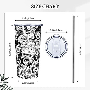IAMNAT Sexy Japanese Anime Ahegao Hentai Car Mug With Straw Cups Heat Insulation Travel Coffee Mugs Stainless Steel Thermos Cups 20 Oz