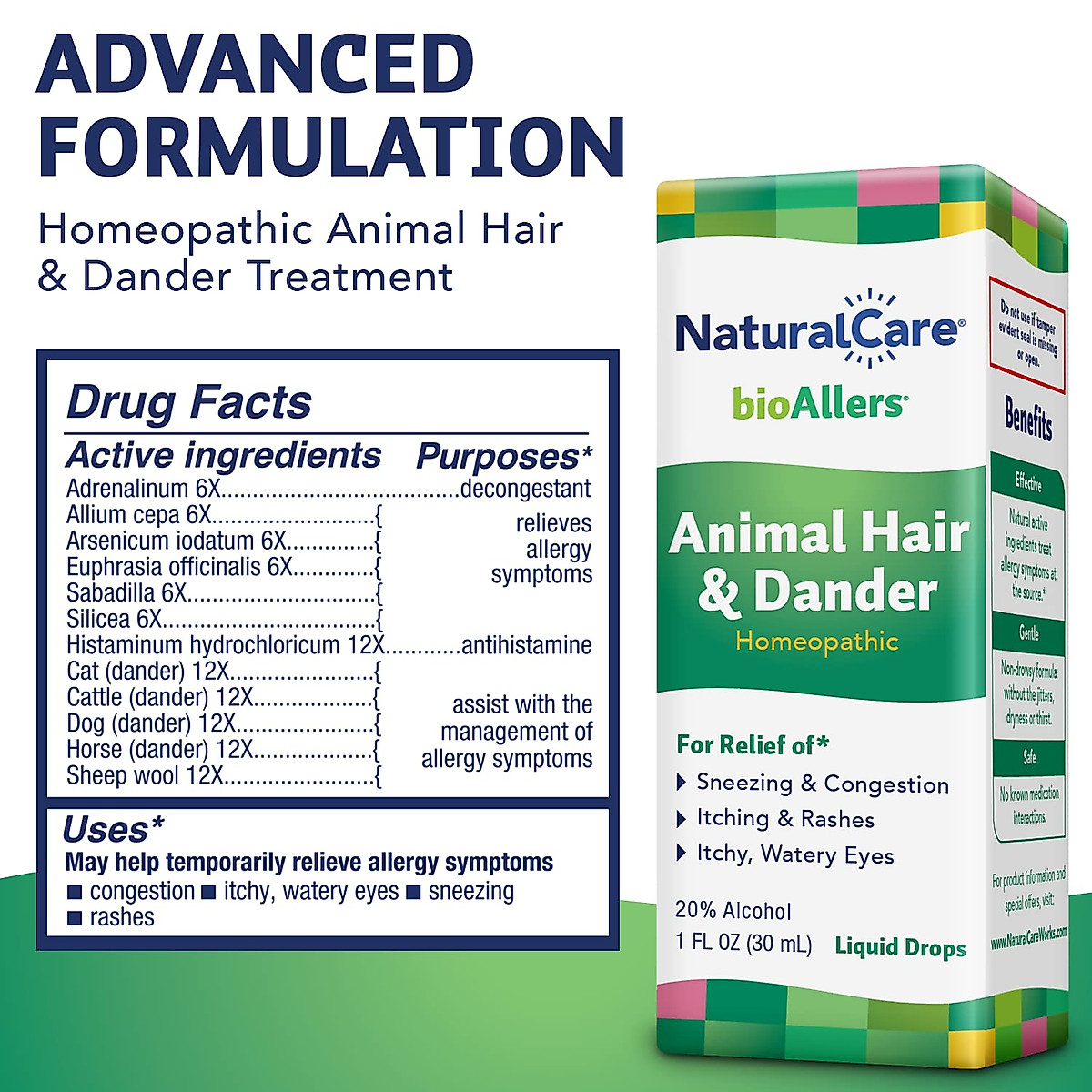 NaturalCare by bioAllers Animal Hair and Dander Allergy Treatment | Homeopathic Formula May Help Relieve Sneezing, Congestion, Itching, Rashes & Watery Eyes | 1 Fl Oz