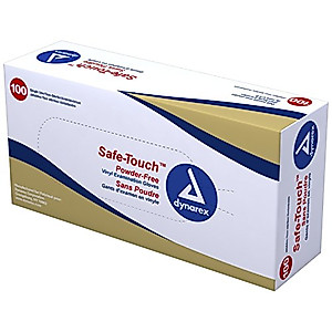 Dynarex Safe-Touch Vinyl Exam Glove Powder Free, Large, 100 Count (Pack of 5)