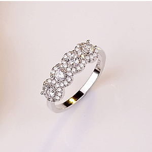 LVSHI Fashion Ring Women 925 Silver Princess Cut White Topaz CZ Simulated Diamond Wedding Engagement Ring Engagement Wedding Band Ring for Women Size 6-11 (Size 11), C10