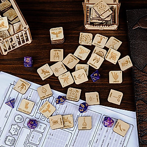 D&D Tabletop Game Tokens Fantasy RPG Hero and Monster Token Set of 112 Pieces Perfect for Dungeons & Dragons and Pathfinder (Wooden)