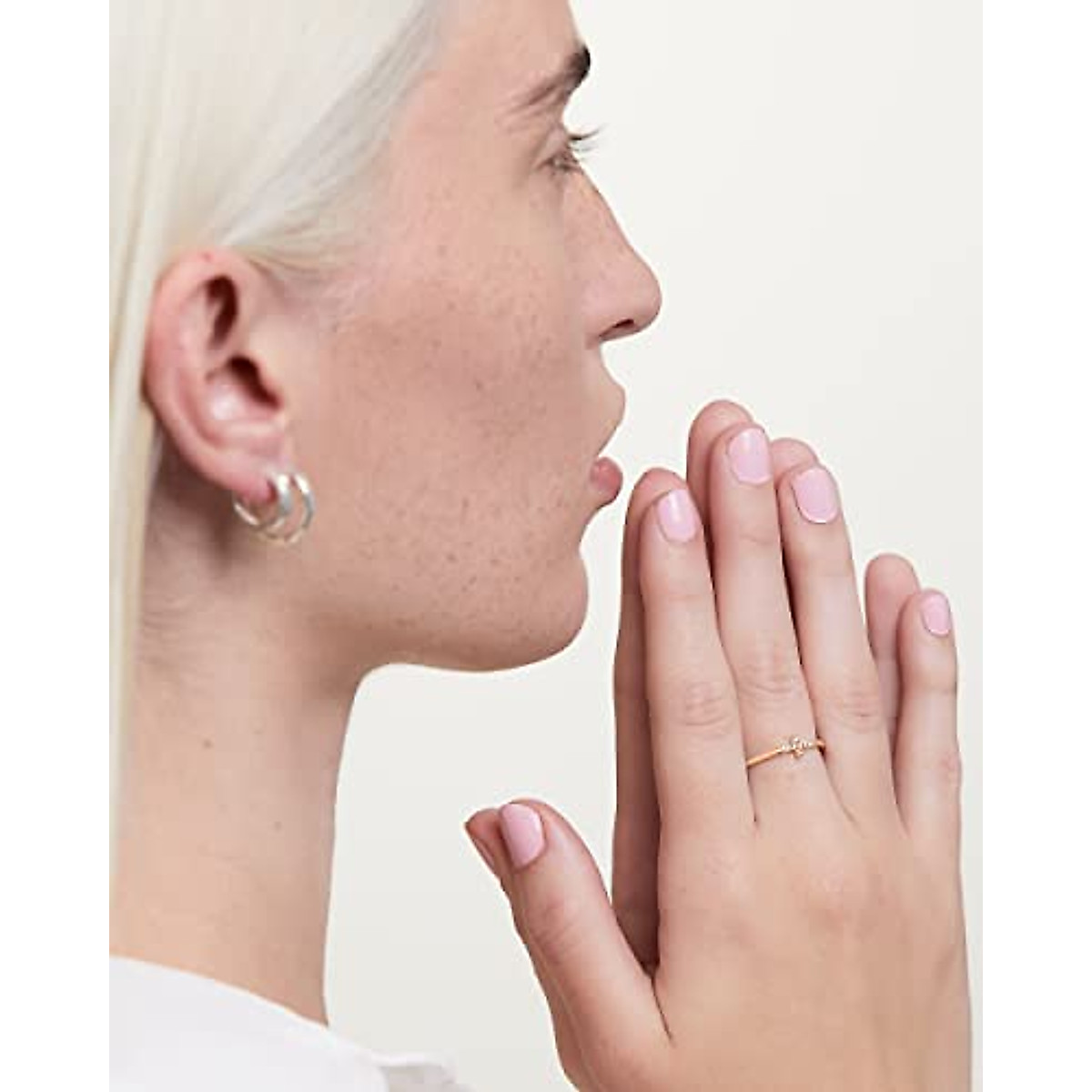 Milla Cross Rings for Women - 925 Sterling Silver Rings & 14K Gold Plated Rings - Christian Gifts for Women, Catholic Gifts, Religious Gifts for Women (14K Gold Plated, Size 7)