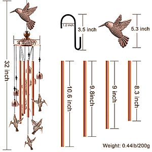 Wind Chimes Outdoor Clearance, Ukulork Aluminum Tube Windchime with S Hook,Patio Garden Decor, Housewarming Gift. (Hummingbird)