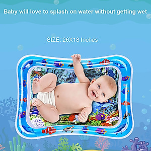 WSPER Tummy Time Water Mat Inflatable Baby Water Play mat for 3+ Months Newborn Girl & Boy Early Activity Center
