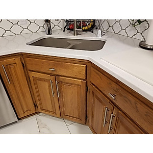 Probrico (10 Pack Solid Stainless Steel Modern Euro Style Cabinet Pulls Dresser Drawer Handles Satin Nickel 3-3/4" Hole Center T Bar Kitchen Cupboard Handles 6" Overall Length Furniture Hardware