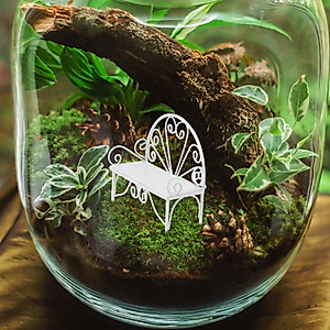 LIFKOME Miniature Garden Bench Miniature Dollhouse Furniture Doll House Decor Lawn Chair Fairy Gardens Accessories Decorations White