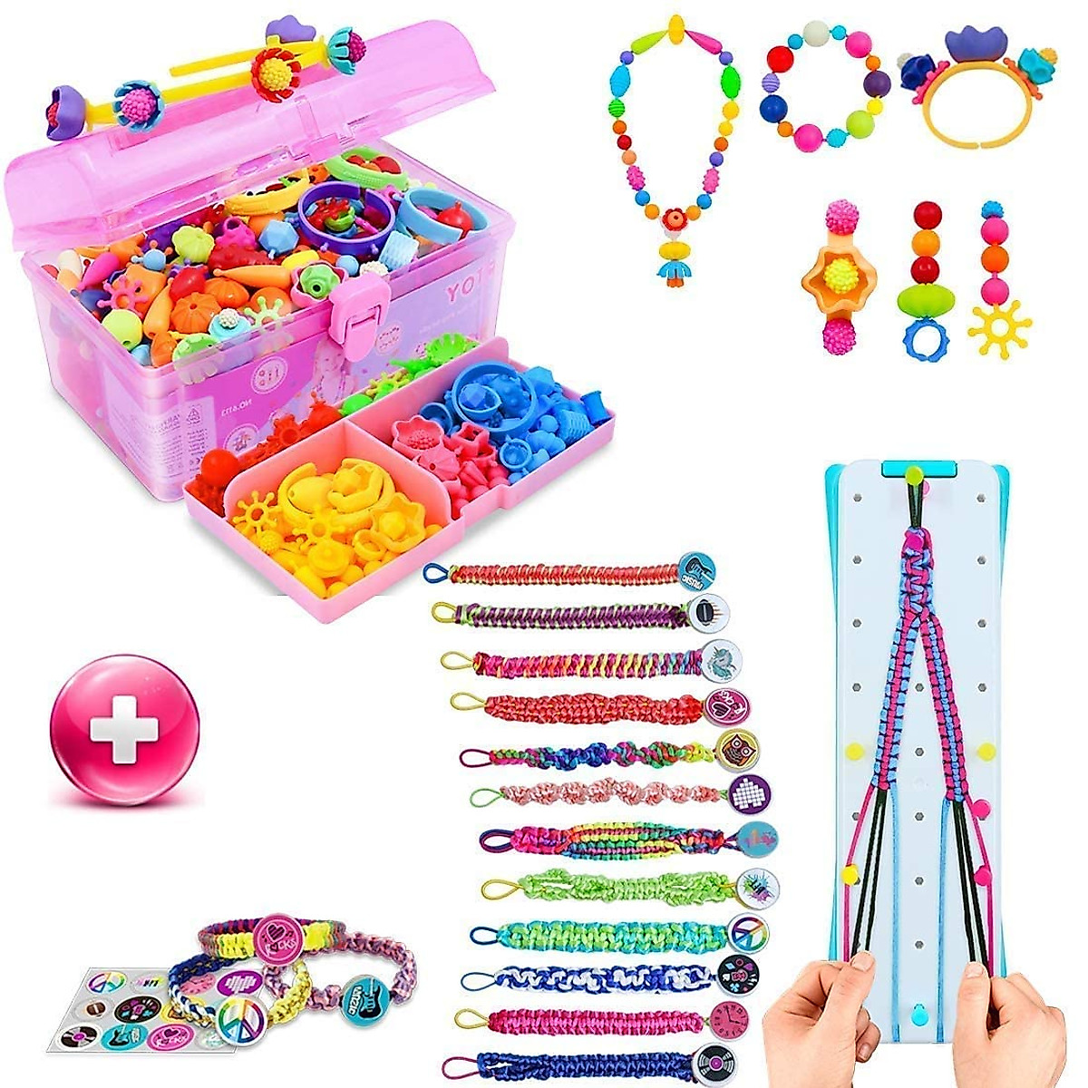 VERTOY Friendship Bracelet Kit and Pop Beads Jewelry Making Kit for Girls, STEM Arts and Crafts Toys for 3-10 Year Old Girls, Best Birthday Gifts for Girls and Toddlers, Value 2 Packs