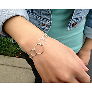 EFYTAL 60 Birthday Gifts, 925 Sterling Silver 6 Ring Bracelet for Women, 6 Circles Jewelry, Gifts for 60 Year Old, 60th Birthday Gifts for Mom