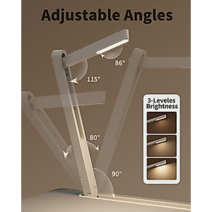 Laptop Bed Tray Desk with LED Desk Light, SAIJI Adjustable Laptop Stand for Bed, XX-Large PVC Leather Foldable Laptop Table with Book Stand, Wrist Rest, Extra Leg Room for Sofa Couch Floor (Gray)