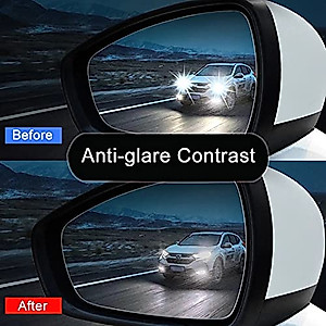 2PCS Film Anti Rain Water Repellent Film Car Mirror Window Clear Films Anti Dazzle Rearview Mirror Anti Fog Rainproof Film (Elliptic-110x85mm)
