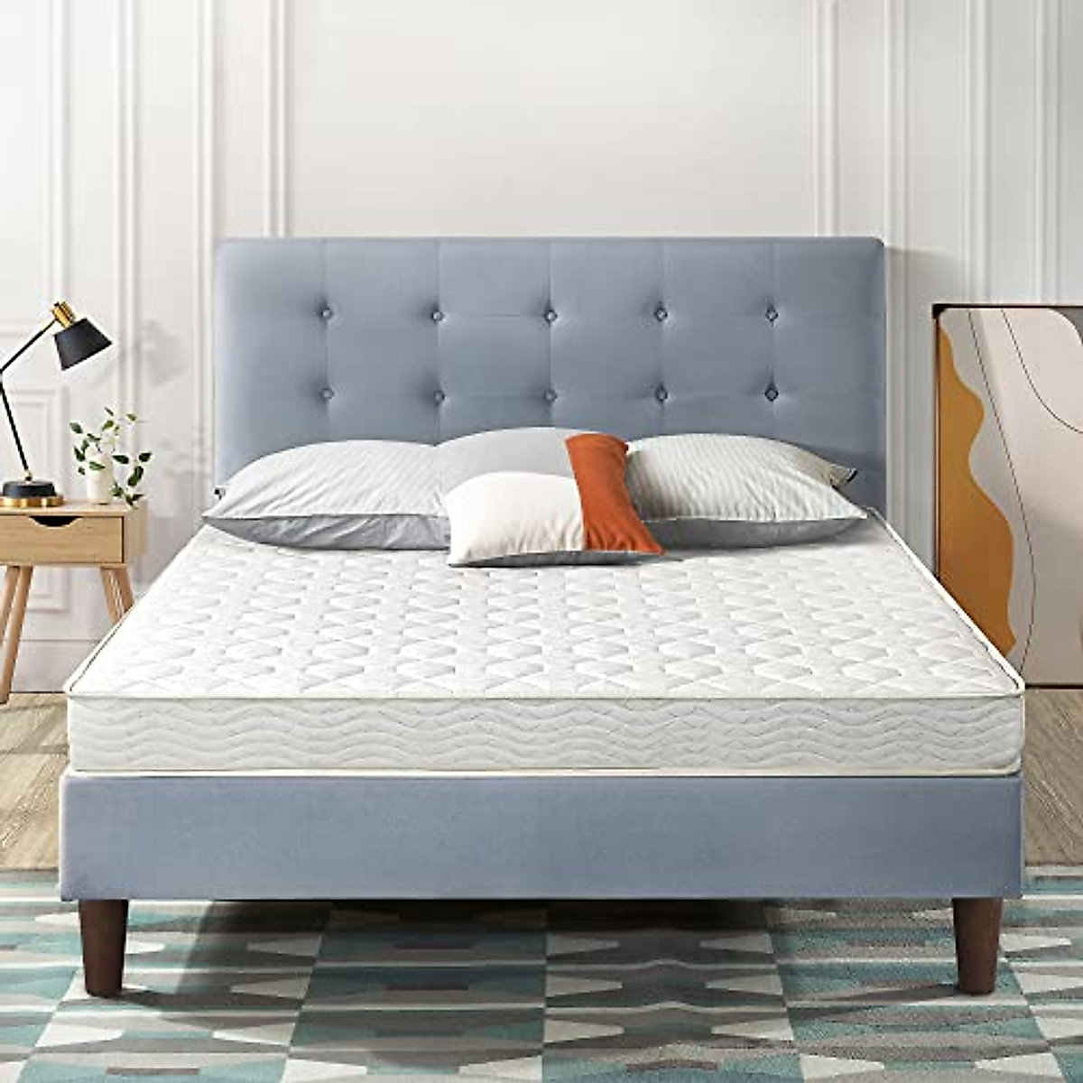 Best Price Mattress 6 Inch Tight Top Innerspring Mattress - Comfort Foam Top with Bonnell Spring Base, CertiPUR-US Certified Foam, Queen,White