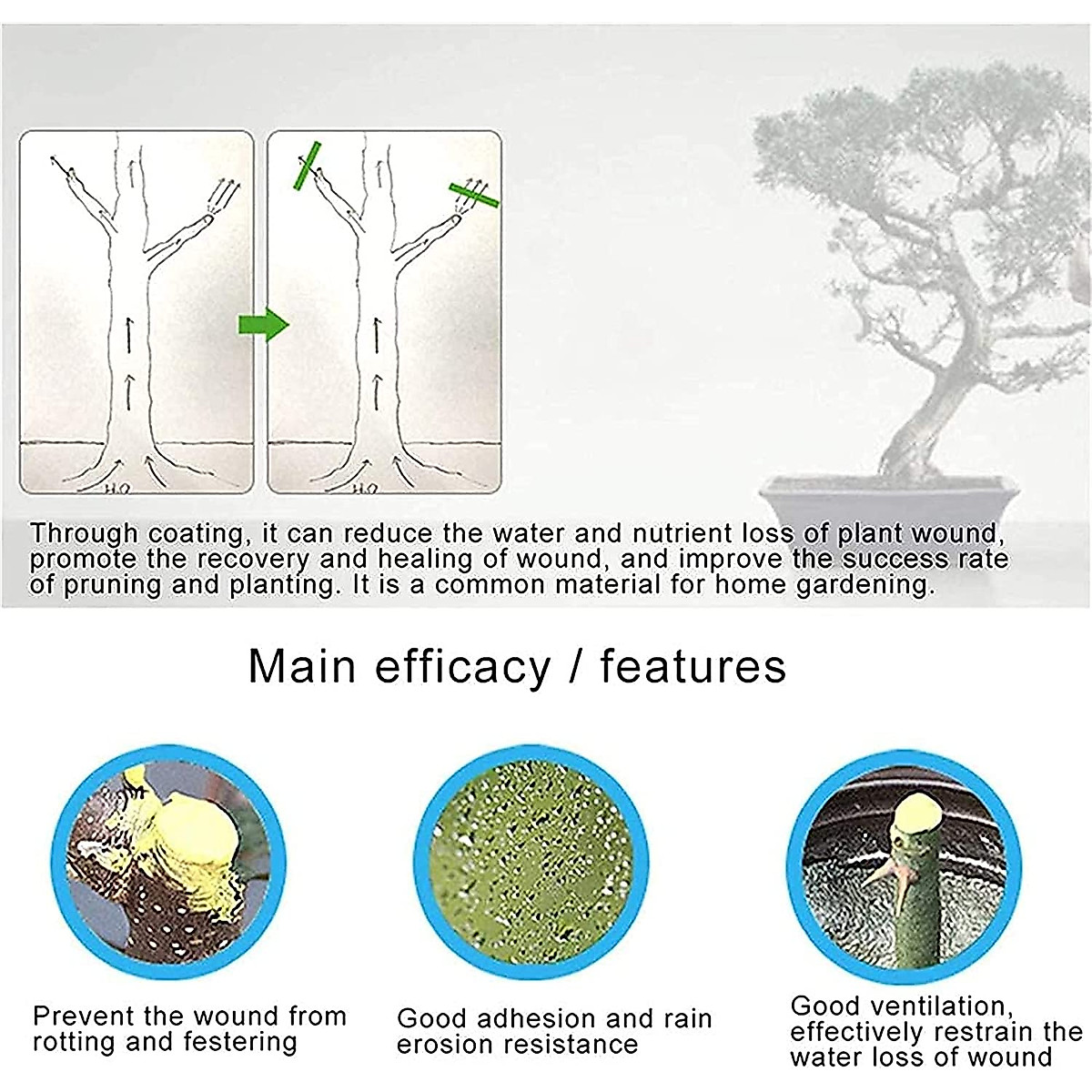 Anshka Plant Restoring Regrowth Sealant, Bonsai Tree Wound Paste, Tree Wound Bonsai Cut Paste, Smear Agent Pruning Compound Sealer with Brus (1pcs)