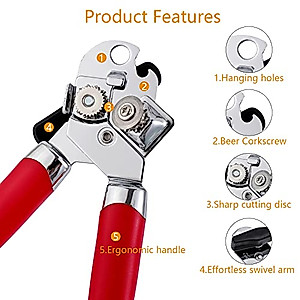 Manual Can Opener for Kitchen, Safety Can Opener Smooth Edge, Gift for Mother, Father, Housewife