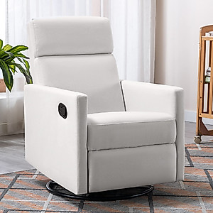 Swivel Recliner Chair, Glider Chair for Nursery, Upholstered Theater Seating, Modern Rocker Recliner Chair, Swivel Single Sofa Reclining Lounge Chair, Beige