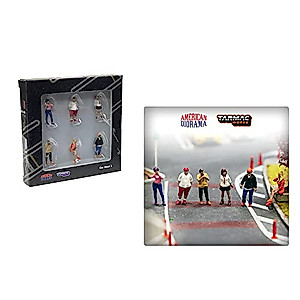 Car Meet 1" 6 Piece Diecast Figure Set for 1/64 Scale Models by Tarmac Works & American Diorama T64F-003-OR