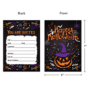 PETCEE Halloween Party Invitations with Envelopes 5"x7" Halloween Invitations Card for Kids Adults 12pcs Halloween Party Supplies for Costume Birthday Scary Spooky Haunted House Pumpkin Theme