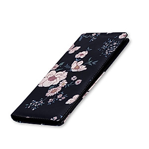 HUA ANGEL Ultra Slim Thin Women Wallet, RFID Blocking Credit Card Holder Bifold Long Purse Magnetic Buckle Ladies Billfold