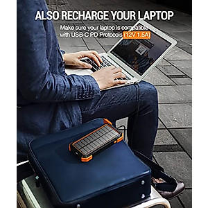 BLAVOR Magnetic Wireless Power Bank, PD 18W QC3.0 Fast Charging Qi 10W Wireless Solar Charger 20000mAh Battery Pack, 4 Outputs 2 Inputs, Flashlight, Compass, Compatible with iPhone 14/13/12 Series