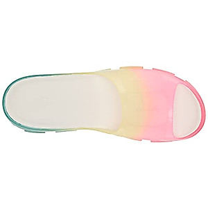 UGG Women's JELLA Clear Watercolors Slide Sandal, Rainbow Blend, 10