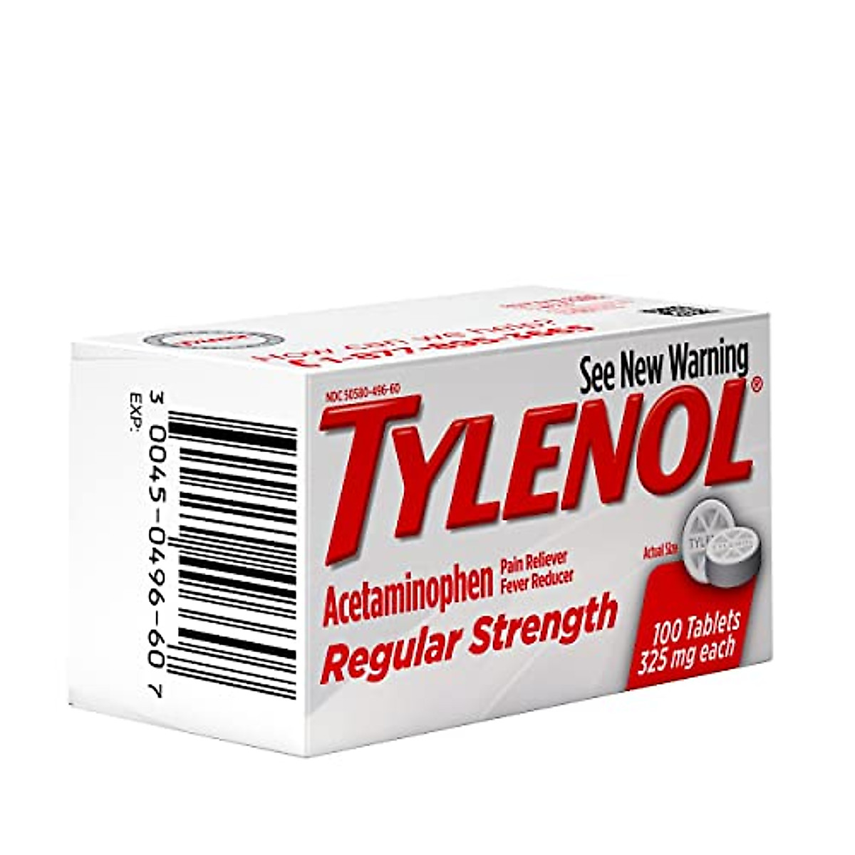 Tylenol Regular Strength Tablets, Acetaminophen Pain Reliever & Fever Reducer, 100 ct