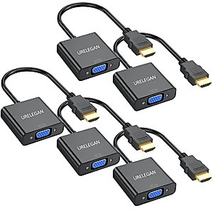 URELEGAN HDMI to VGA Adapter 5-Pack, Computer HDMI to VGA Monitor (Male to Female) Adapter 1080P@60Hz for Computer, Desktop, Laptop, PC, Monitor, Projector, HDTV, Roku, Xbox and More