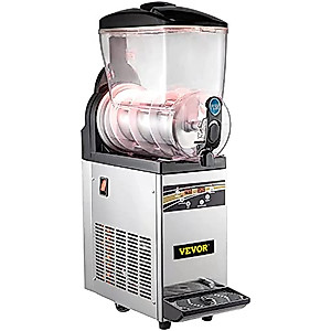 VEVOR Commercial Slushy Machine, 15L Tank Commercial Margarita Machine, 500W Stainless Steel Frozen Drink Machine, Temperature Slush 26.6°F to 28.4°F Margarita Slush Maker, Perfect for Cafes Bars