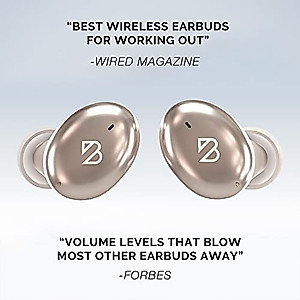 Tempo 30 Champagne Gold Wireless Earbuds for Small Ears Women, Gold Earbuds with Mic, Bluetooth Earphones for Small Ear Canals, IPX7 Sweatproof, Long Battery, Loud Bass