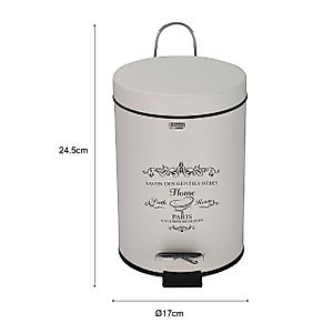 axentia Cosmetic Bin “Paris”, Dustbin Stainless Steel as Bathroom Accessory, Waste Bin with 3 litres Volume, Pedal-Bin for Bathroom, Approx. Diameter 17 x 24.5 cm, Antique White