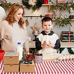 NPLUX 50pcs Cookie Boxes with Window Bakery Boxes Small Treat Boxes Mini Pie Boxes Pastry Boxes 4x4x2.5in(Brown)