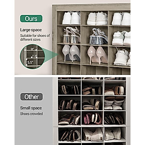 Hzuaneri Shoe Storage Cabinet, 36 Pairs Free Standing Closet Organizer, 8.8 inch Widened Cell Wood Shoe Organizer, 12 Tiers Vertical Space Saving Shoe Rack for Entryway, Bedroom, Greige SR20705B