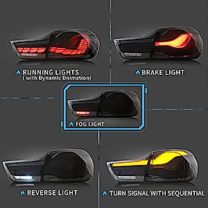 VLAND LED Tail Lights Compatible with 4-series BMW GTS F32 F33 F36 F82 F83 2014-2020 Sedan/ Convertible/ Coupe w/Sequential w/Dynamic Animation Dragon Scale (Smoke)