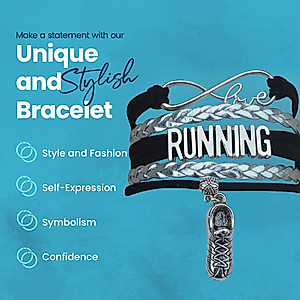 Infinity Collection Running Gifts- Runner Bracelet, Running Jewelry, Adjustable Running Charm Bracelet- Ideal Cross Country, Track, Marathon Gifts