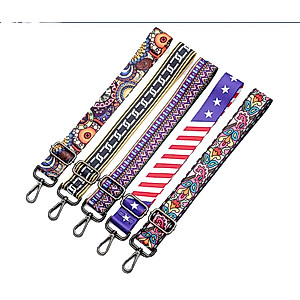 Wide Crossbody Shoulder Strap Replacement Adjustable 2" Adjustable Jacquard Woven Guitar Strap Style for Bag Handbags Purse (Flower)