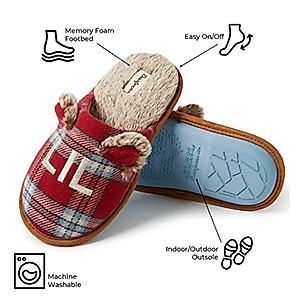 Dearfoams Easter Basket Stuffers Gifts for Kids Toddler Baby Slipper, Lil Bear Red/Blue Plaid, US 7-8 Unisex