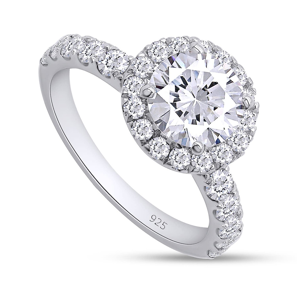 SAVEARTH DIAMONDS Moissanite Engagement Rings for Women Wedding Rings 1.64ct D Color VVS1 Clarity Round Cut Lab Created Diamond Moissanite Ring in 18K White Gold Plated 925 Sterling Silver Size - 7