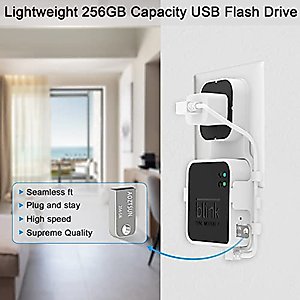 256GB USB Flash Drive and Outlet Wall Mount for Blink Sync Module 2, Save Space and Easy Move Mount Bracket Holder for Blink Outdoor Indoor Security Camera (Blink Sync Module 2 is NOT Included)